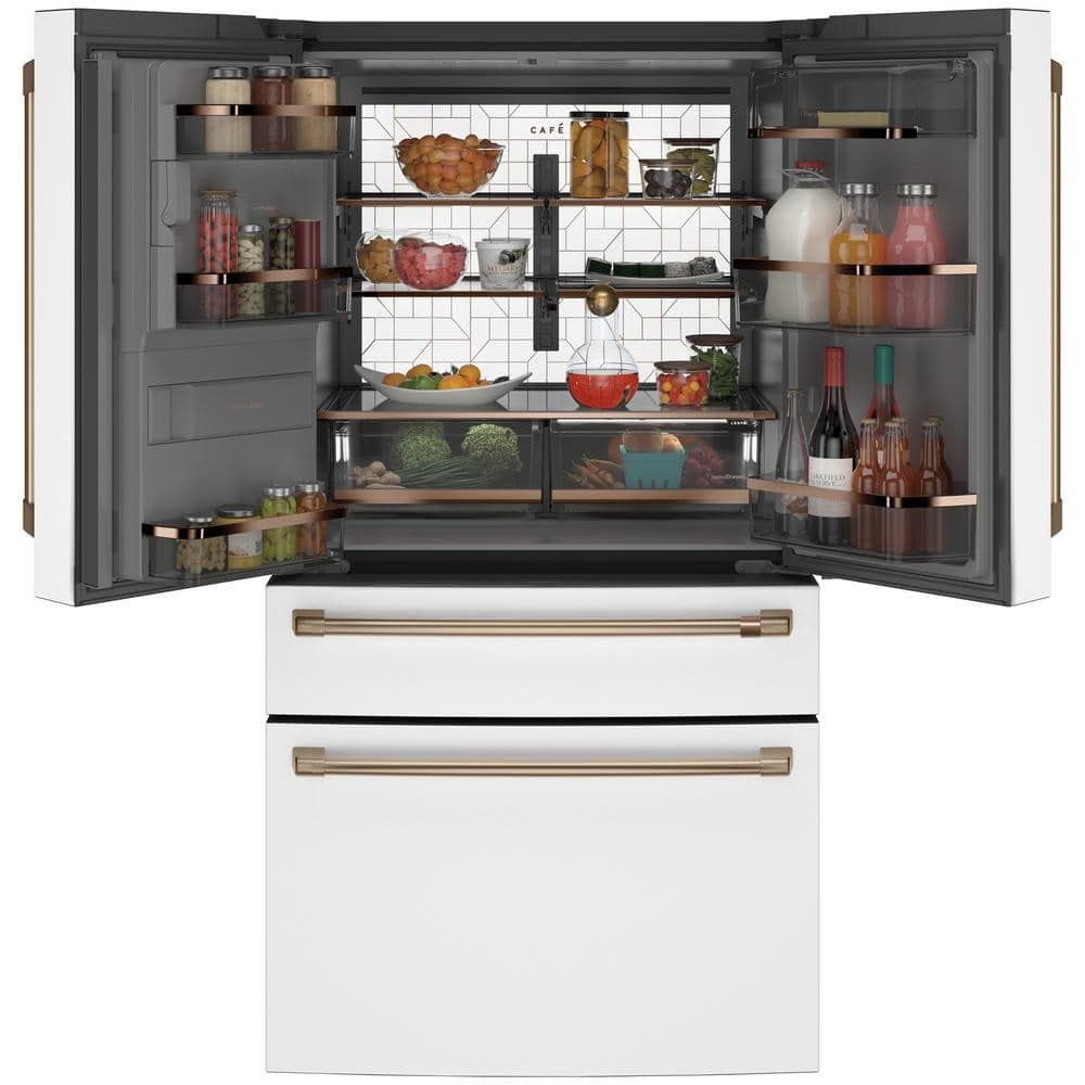 Cafe CVE28DP4NW2 27.8 cu. ft. Smart 4-Door French Door Refrigerator in Matte White, Fingerprint Resistant and ENERGY STAR