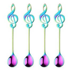 Falytemow Music Note Design Spoons 304 Stainless Steel Creative Cute Teaspoons for Coffee Tea Dessert Drink Mixing Milkshake Spoon Tableware Set of 8