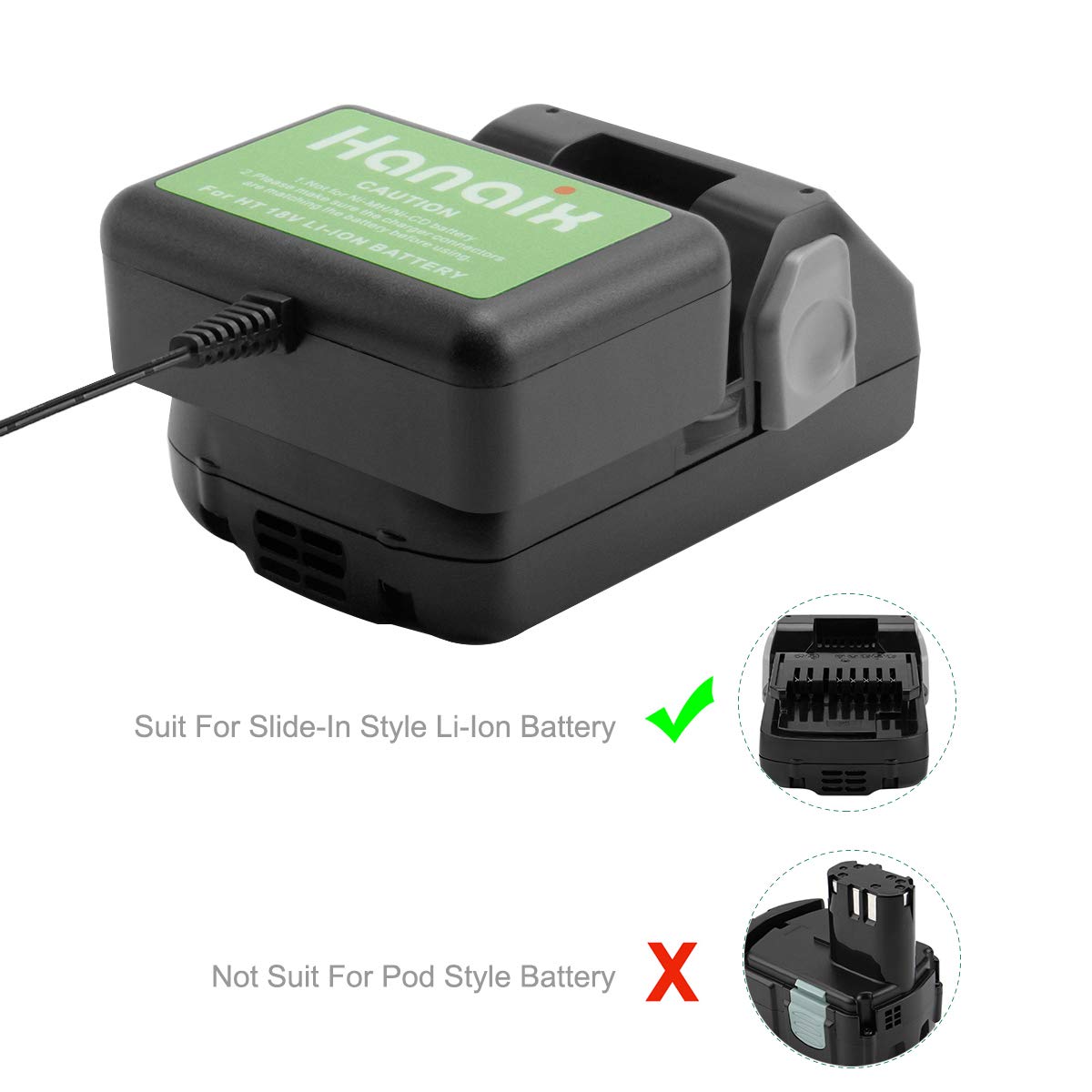 Hanaix 18V Battery Charger for Hitachi 339782 BSL815X BSL1815S BSL1830 BSL1830C 339782 330139 330557 Li-ion Battery Fast Charger