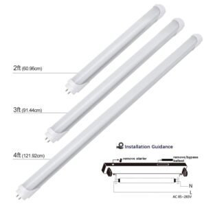 LightingWill LED T8 Light Tube 2FT, Warm White 3000K-3500K, Dual-End Powered Ballast Bypass, 1000Lumens 10W (24W Fluorescent Equivalent), Frosted Cover, AC85-265V Lighting Tube Fixtures, 4 Pack…