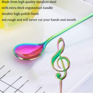 Falytemow Music Note Design Spoons 304 Stainless Steel Creative Cute Teaspoons for Coffee Tea Dessert Drink Mixing Milkshake Spoon Tableware Set of 8