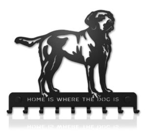 leash holder wall mount, key holder for wall, labrador retriever dog (8-hook rack) decorative, metal hanger for front door, kitchen, or garage | store house, work, car, vehicle keys | vintage decor