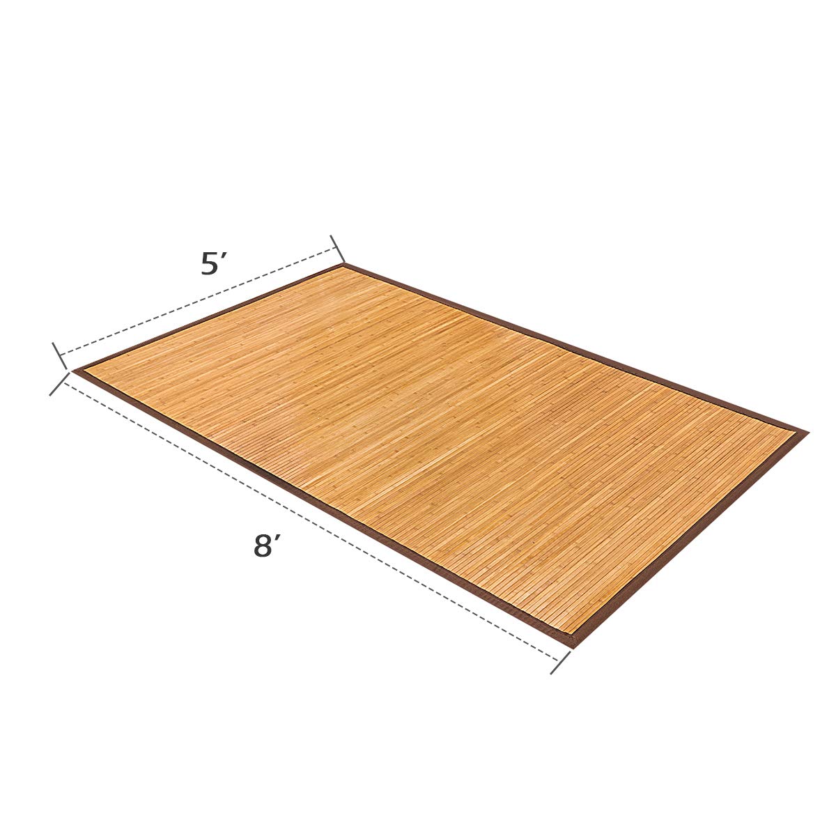 HAPPYGRILL Bamboo Area Rug, 5' x 8' Floor Carpet, Floor Mat with Anti-Slip Backing, Easy Care,Indoor Roll-up Runner Rug for Bedroom, Living Room, Entryway