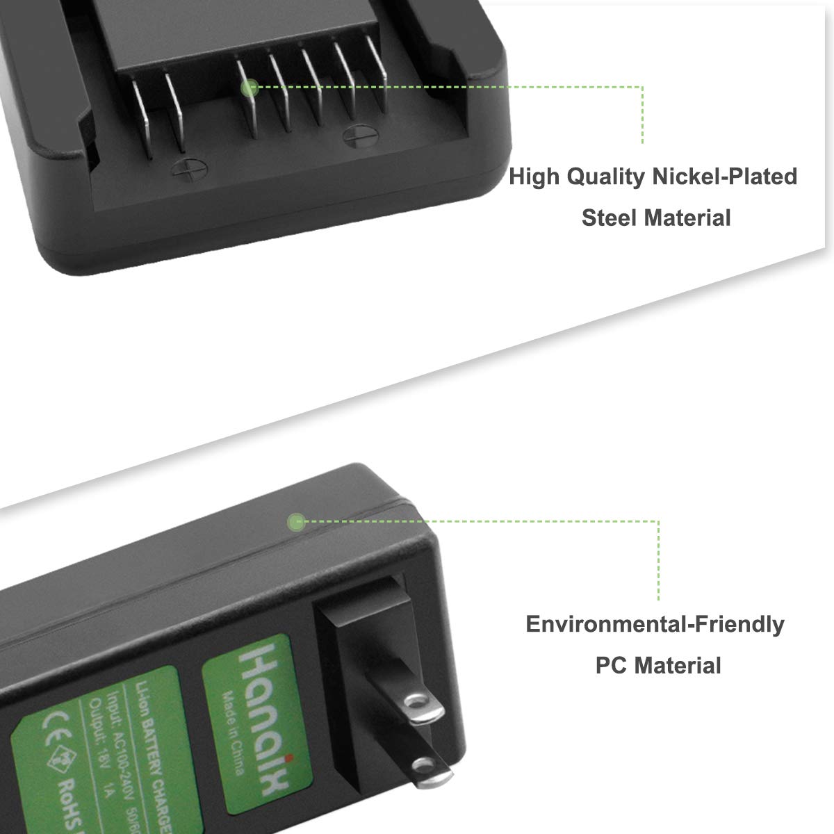 Hanaix 18V Battery Charger for Hitachi 339782 BSL815X BSL1815S BSL1830 BSL1830C 339782 330139 330557 Li-ion Battery Fast Charger