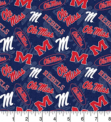 University of Mississippi Cotton Fabric with New Tone ON Tone Design Newest Pattern