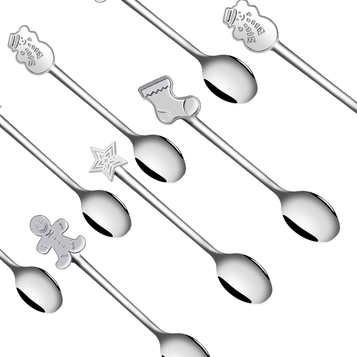 Aneco 24 Pack Christmas Mini Spoons Set Stainless Steel Spoon for Coffee Tea Soup Sugar Dessert Seasoning Ice Cream