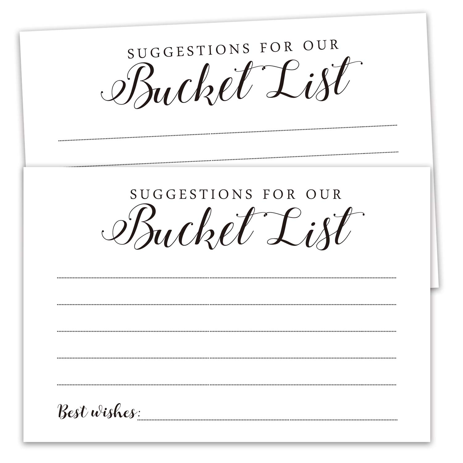 Giftideaworkshop 50 White Bucket List Cards for Birthday, Retirement, Wedding, Anniversary, Graduation, Bridal Shower - 100 Suggestions