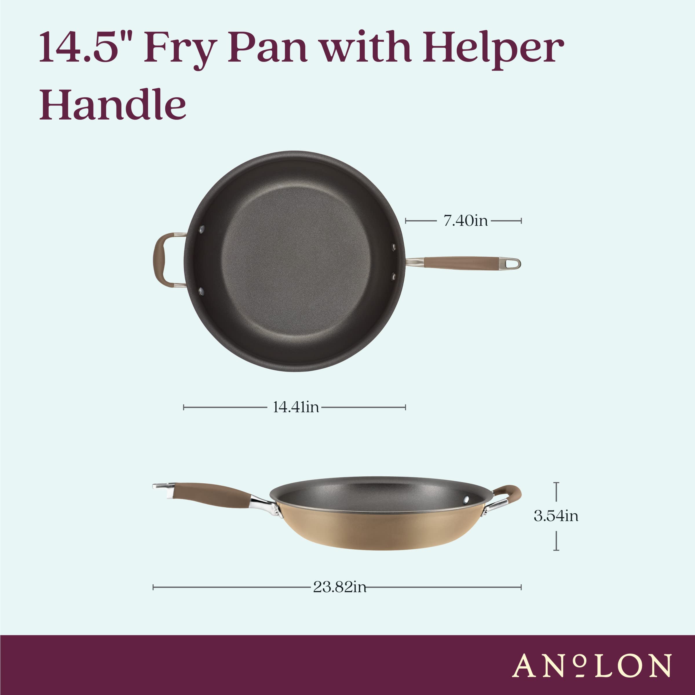 Anolon Advanced Home Hard Anodized Nonstick Frying Pan/Skillet with Helper Handle, 14.5 Inch - Bronze