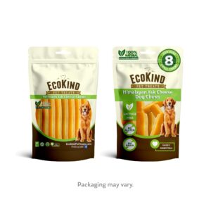 EcoKind Premium Gold Yak Cheese Himalayan Dog Chews, Healthy Dog Treats, Yak Chews for Small Dogs, All Natural, Long Lasting Dog Chew for Aggressive Chewers, High Protein Puppy Treat, Small - 8 Chews