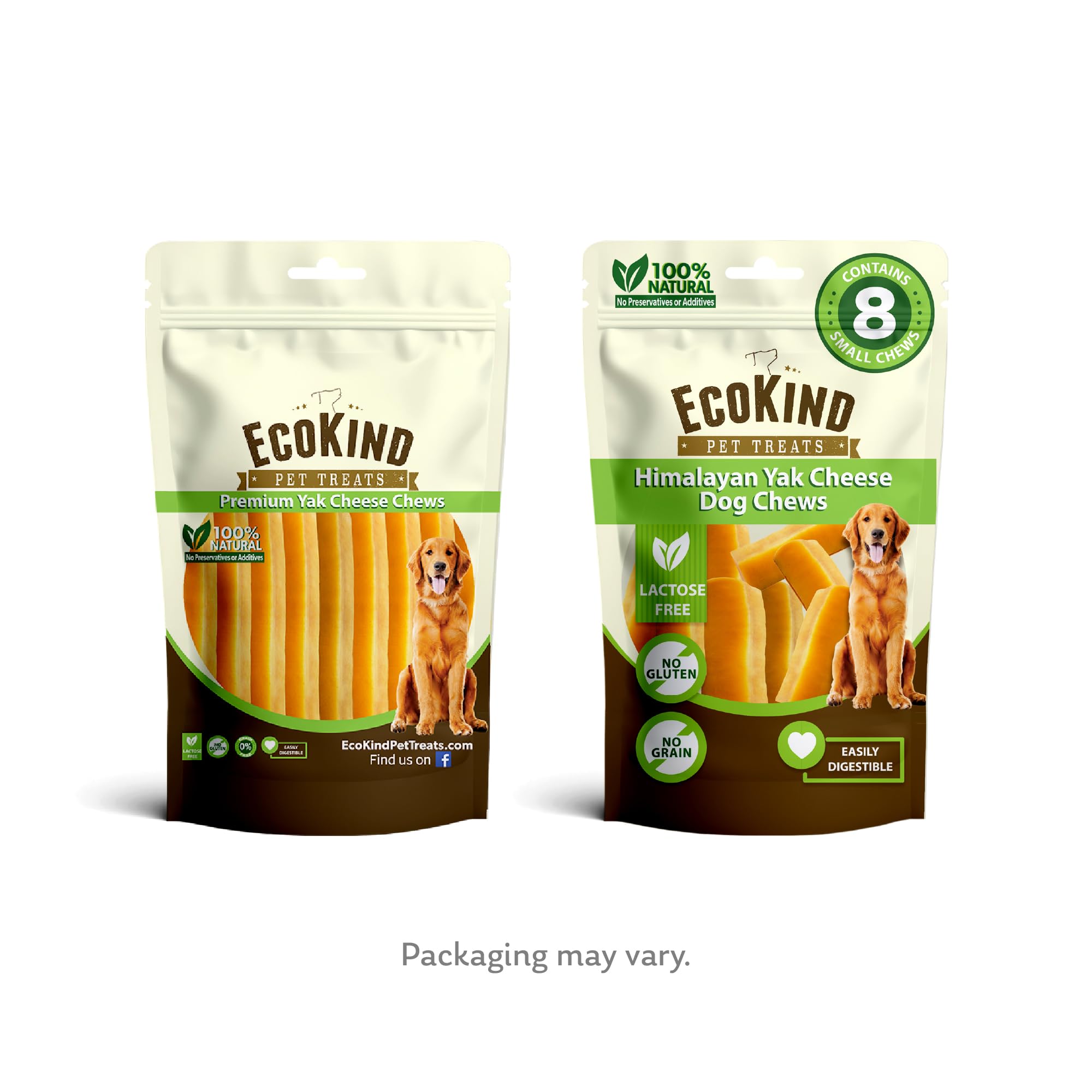 EcoKind Premium Gold Yak Cheese Himalayan Dog Chews, Healthy Dog Treats, Yak Chews for Small Dogs, All Natural, Long Lasting Dog Chew for Aggressive Chewers, High Protein Puppy Treat, Small - 8 Chews