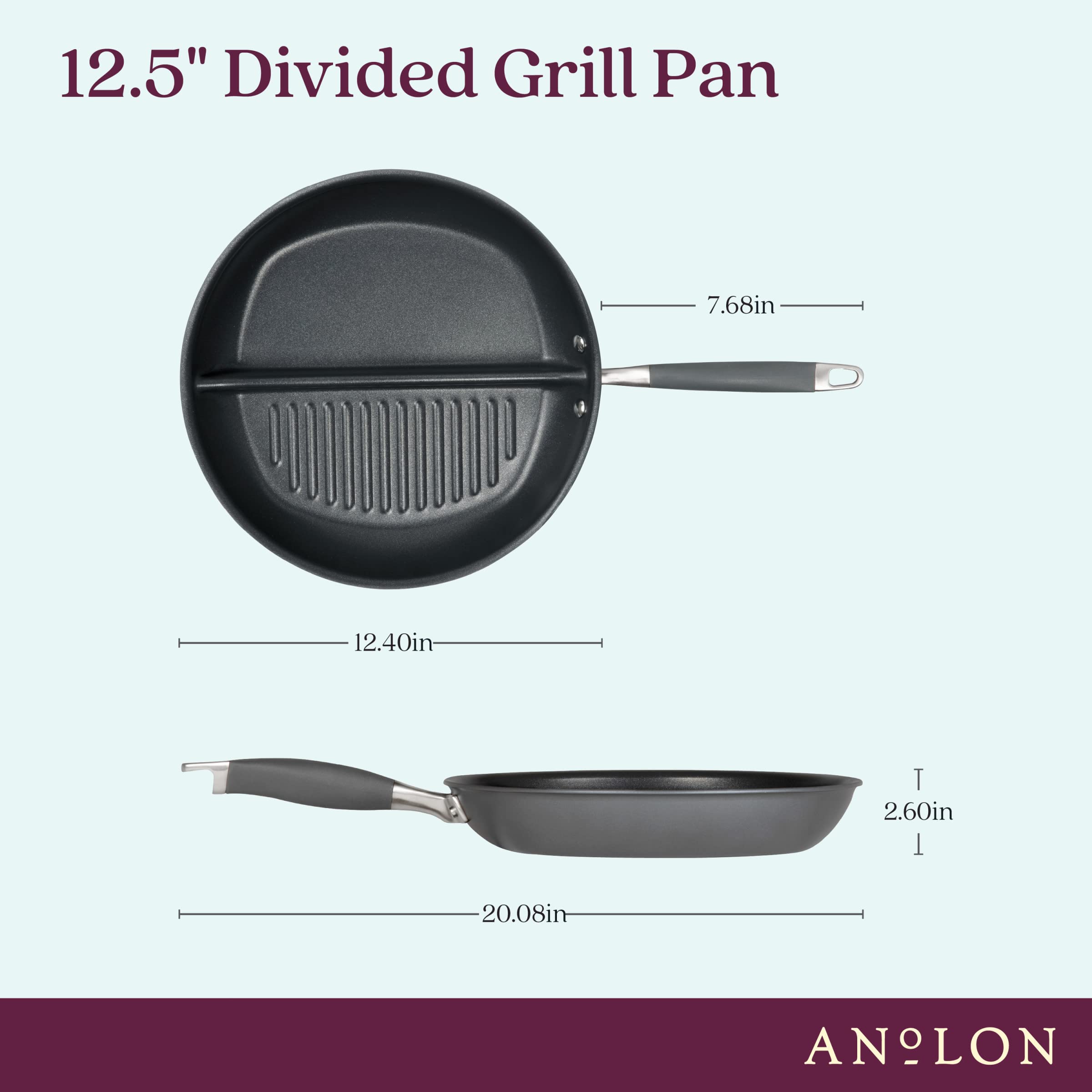 Anolon Advanced Home Hard-Anodized Nonstick Skillets (12.5-Inch Divided Skillet, Moonstone)