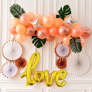 AnnoDeel 2pcs 41inch Love Foil Balloons,Gold Love Mylar Letter Balloons Big Banner Romantic Wedding Anniversary Decor Bridal Shower Birthday Party decorations