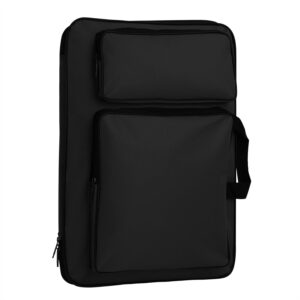 Water-Resistant Art Portfolio Bag Artboard Carrying Case Paint Drawing Sketch Pad Handheld Backpack Sketching Painting Pigment Storage Bag (Black)