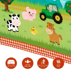 WERNNSAI Farm Animal Party Tablecloth - 1 PC 54" x 108" Farm Birthday Party Decorations Disposable Farm Table Cover Farmhouse Animal Theme Party Supplies for Birthday Baby Shower Boys Girls