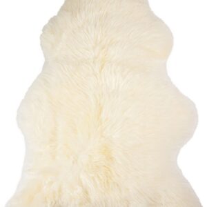 Natural Milan Genuine Sheepskin Area Rugs with Thick and Lush Pile, Fluffy Sheep Fur Rug with Anti-Skid Backing for Bedroom Living Room, Single Pelt, Ivory 2 ft x 3 ft