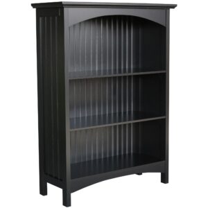 ehemco 3 tier bookcase with 2 arched supports, 40 inches, black