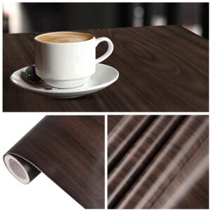 Mecpar 17.71" x 118" Walnut Wood Grain Wallpaper Wood Peel and Stick Wallpaper Self Adhesive Removable Waterproof Wallpaper for Kitchen Door Countertops Cabinets Shelves Decorative