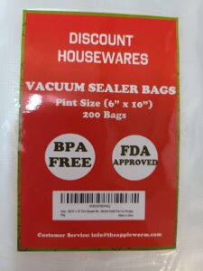 200 6" x 10" pint vacuum heat sealer bags for food saver, vac sealers, heavy duty commercial grade pre-cut storage bag