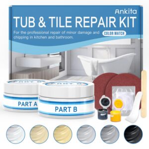 fiberglass tub repair kit (color match), 3.7oz fiberglass shower, porcelain sink and acrylic bathtub repair kit, quick to fix cracks, chips, dents, holes on bath tub & toilet, almond/biscuit/bone