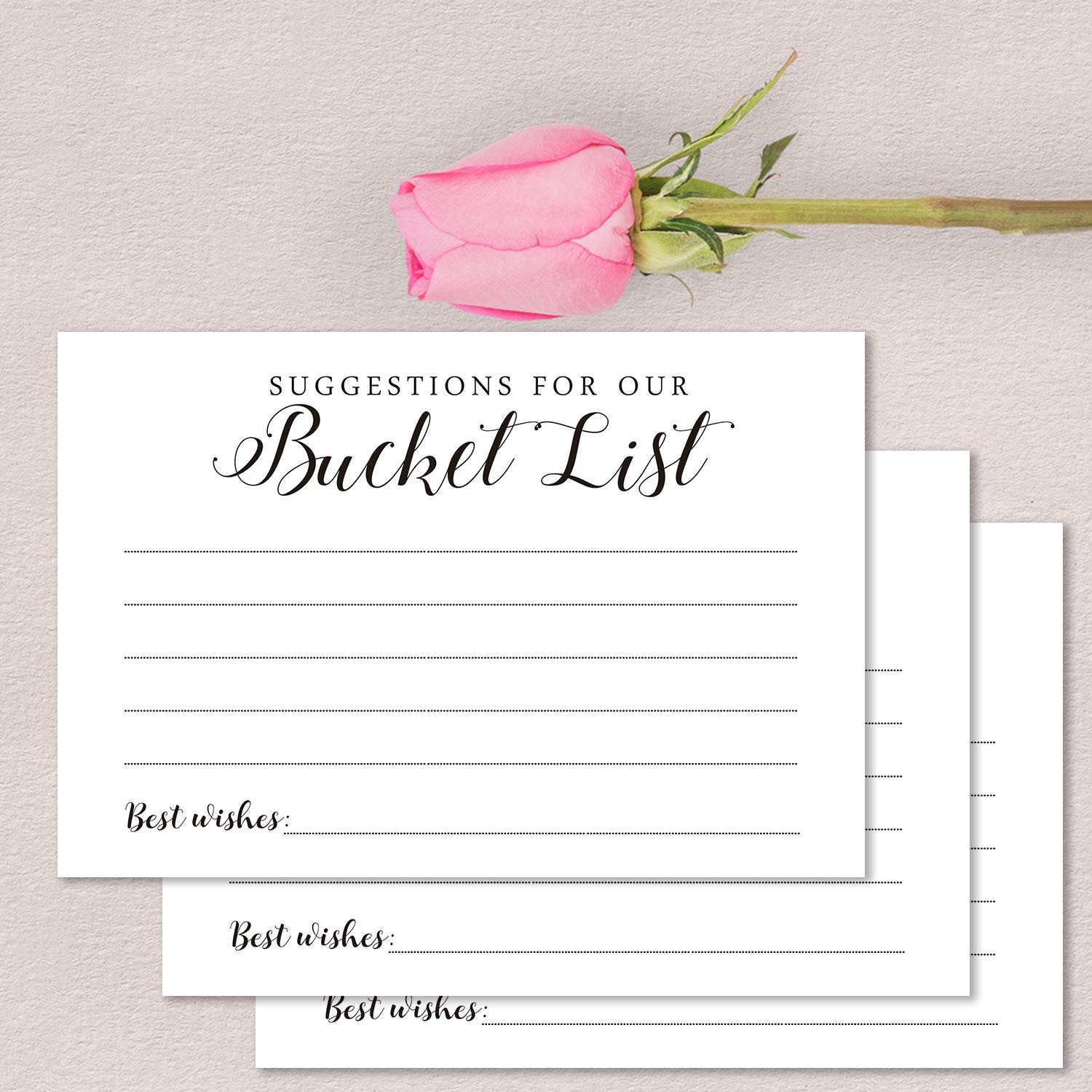 Giftideaworkshop 50 White Bucket List Cards for Birthday, Retirement, Wedding, Anniversary, Graduation, Bridal Shower - 100 Suggestions