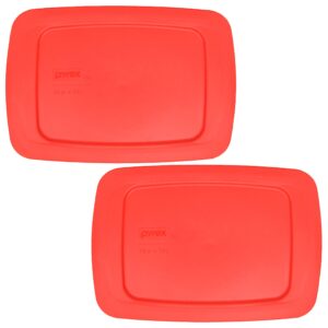 pyrex c-213 1.5 quart red easy grab storage lid cover - 2 pack made in the usa