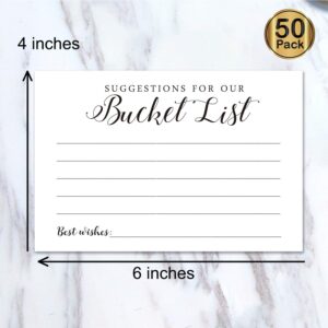 Giftideaworkshop 50 White Bucket List Cards for Birthday, Retirement, Wedding, Anniversary, Graduation, Bridal Shower - 100 Suggestions