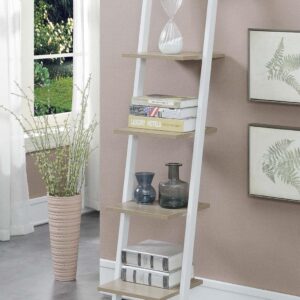 Convenience Concepts Designs2Go 4 Tier Ladder Bookshelf, Ice White / White