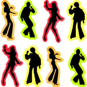 12 pieces retro 70s silhouettes dance silhouettes cutouts disco silhouette 80's vintage party supplies wall stickers for 70s 80s theme party