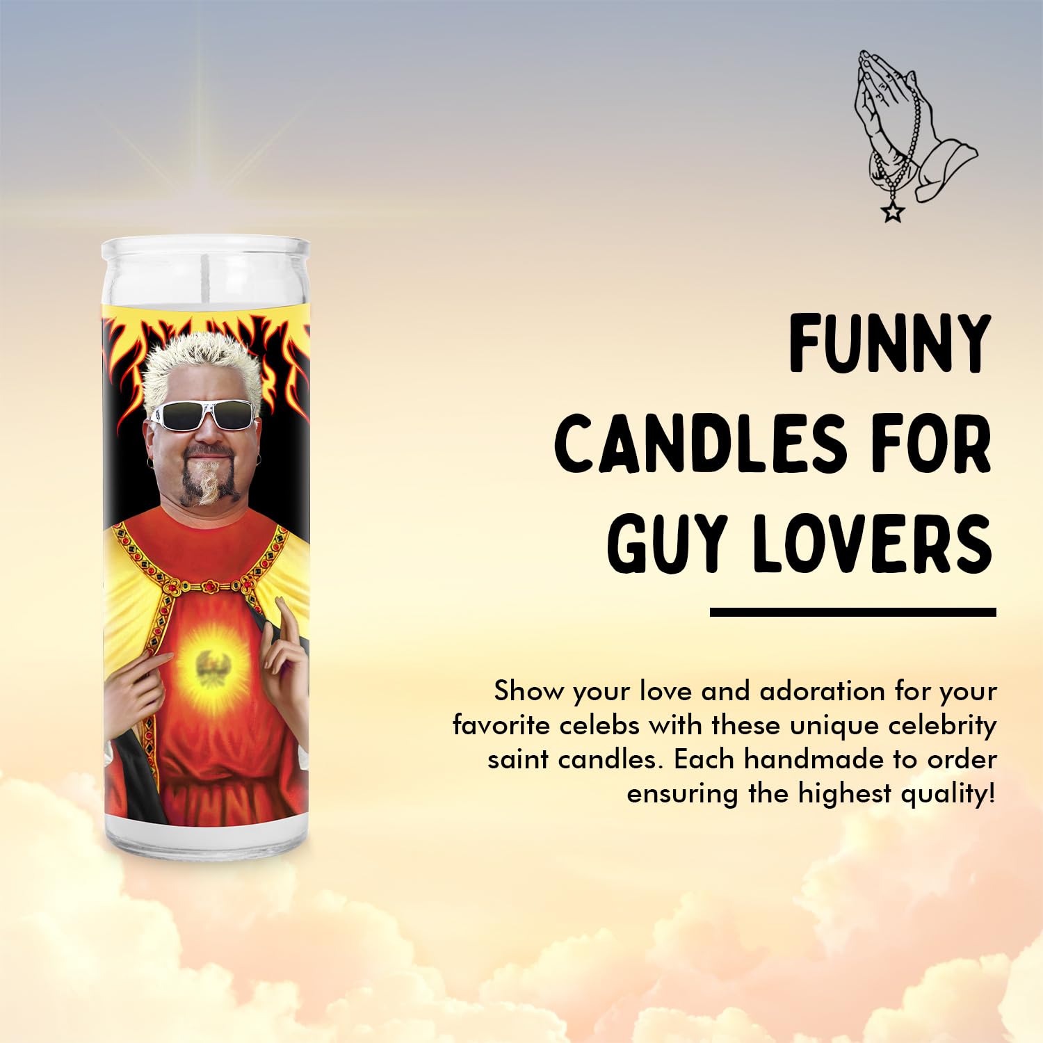 Guy Celebrity Prayer Candle - Saint Candle - Funny Celeb Chef - Kitchen Votive - Handmade in USA - Novelty Cooking Recipe Gift