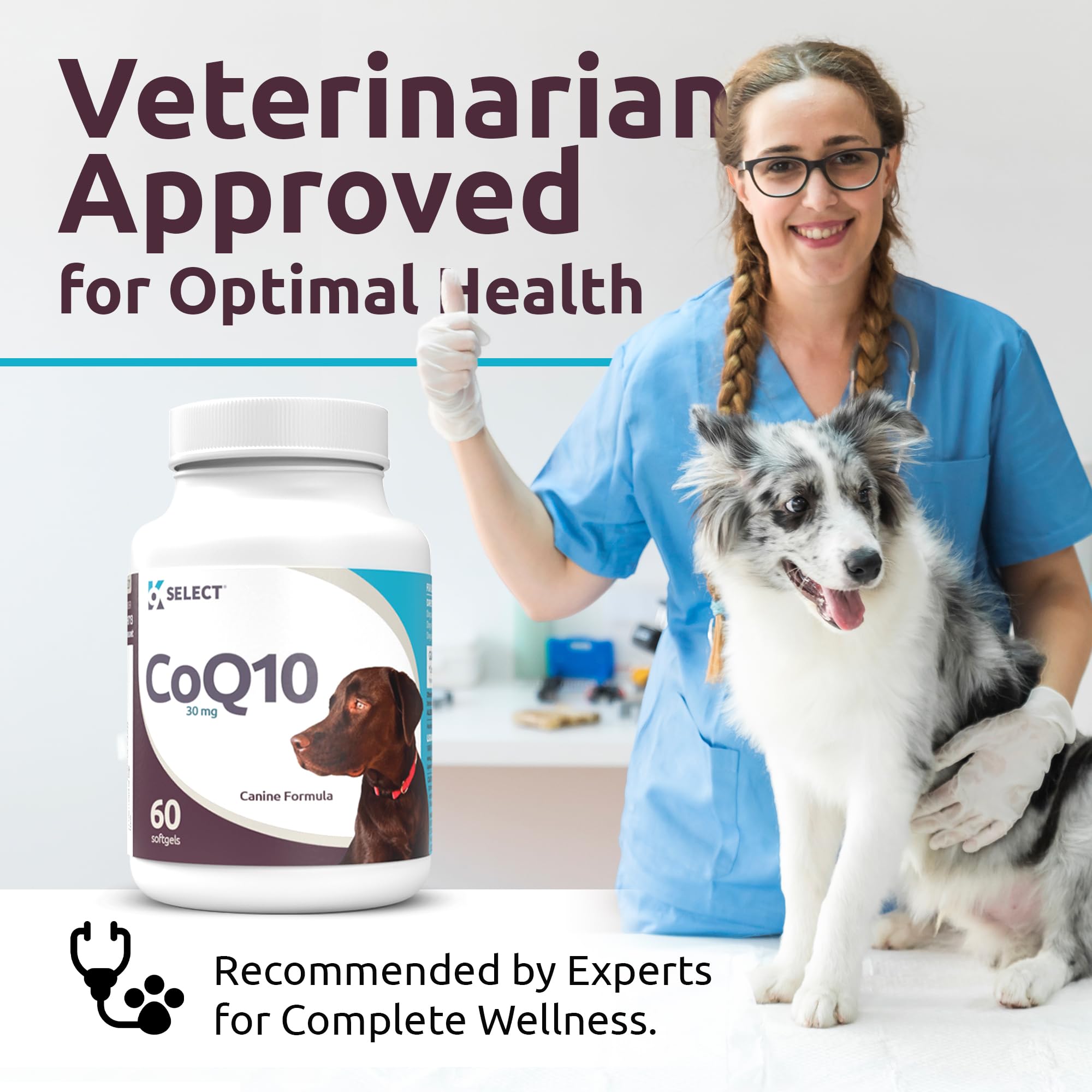 K9 Select CoQ10 Supplement for Dogs, 30mg - 60 Soft Gels per Bottle - Pet Supplement, CoQ10 for Dogs, Nutritional Softgels for Canine Heart Health, CoQ10 for Cardiovascular & Gum Health, Energy