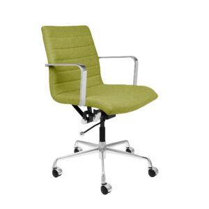 laura davidson furniture soho ii ribbed office chair - mid back desk chair, ergonomically designed with arm rest & swivel, made of poly-cotton fabric, green fabric, computer chair