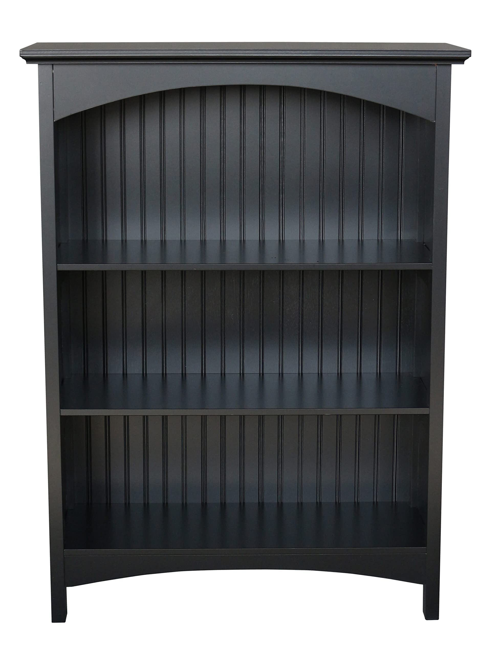 eHemco 3 Tier Bookcase with 2 Arched Supports, 40 Inches, Black