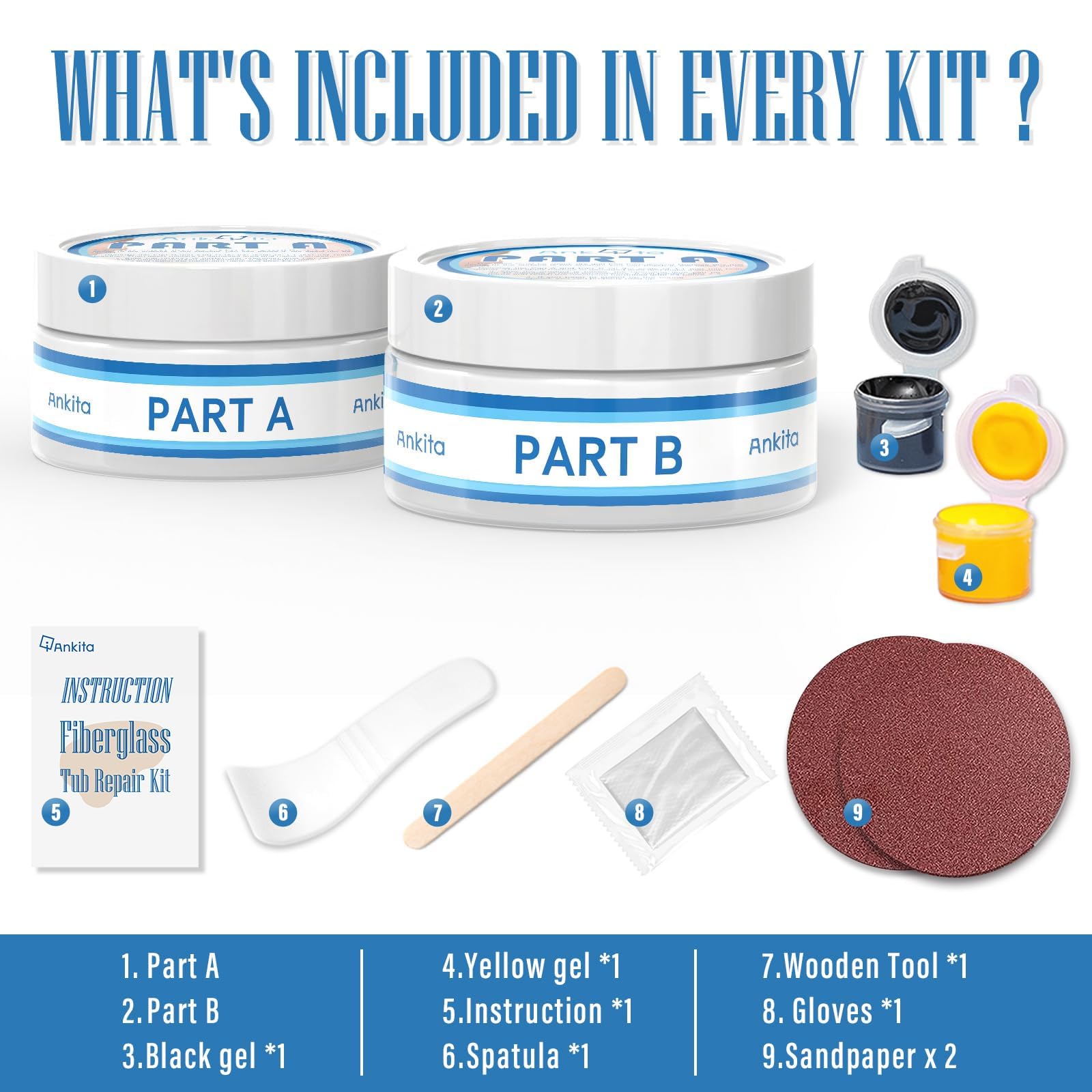 Fiberglass Tub Repair Kit (Color Match), 3.7oz Fiberglass Shower, Porcelain Sink and Acrylic Bathtub Repair Kit, Quick to Fix Cracks, Chips, Dents, Holes on Bath Tub & Toilet, Almond/Biscuit/Bone