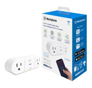 westinghouse 94013 sure series wi-fi dual plug smart outlets, white