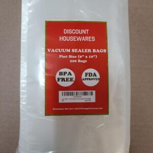 200 6" x 10" Pint Vacuum Heat Sealer Bags for Food Saver, Vac Sealers, Heavy Duty Commercial Grade Pre-Cut Storage Bag