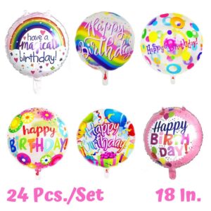 happy birthday foil mylar helium balloons 24 pcs/set 18" for birthday party, aluminum balloon birthday party decorations