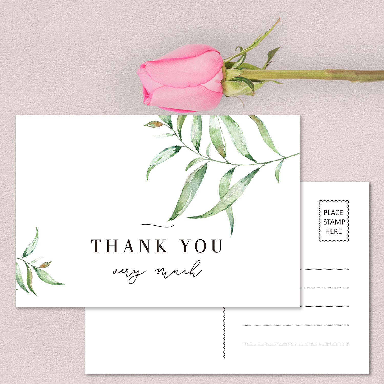 50 Greenery Thank You Postcards, Thank You Cards for Wedding, Bridal Shower,Baby Shower, Birthday, Business, Blank Postcards, 4x6 Inches.