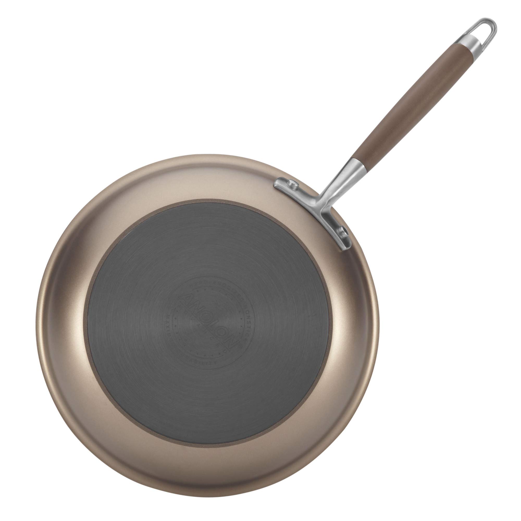 Anolon Advanced Nonstick Fry Pan Hard Anodized Skillet Set, 10 Inch and 12 Inch, Light Brown