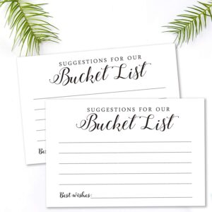 Giftideaworkshop 50 White Bucket List Cards for Birthday, Retirement, Wedding, Anniversary, Graduation, Bridal Shower - 100 Suggestions