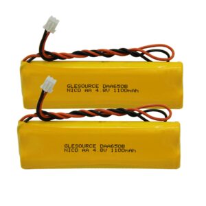 glesource 4.8v 1100mah emergency lighting battery replaces with lithonia d-aa650bx4 unitech dual-lite 0120859 ni-cd aa 650mah 4.8v ejw-ni-cad 800mah byd d-aa650b-4 exit sign emergency light(2 pack)