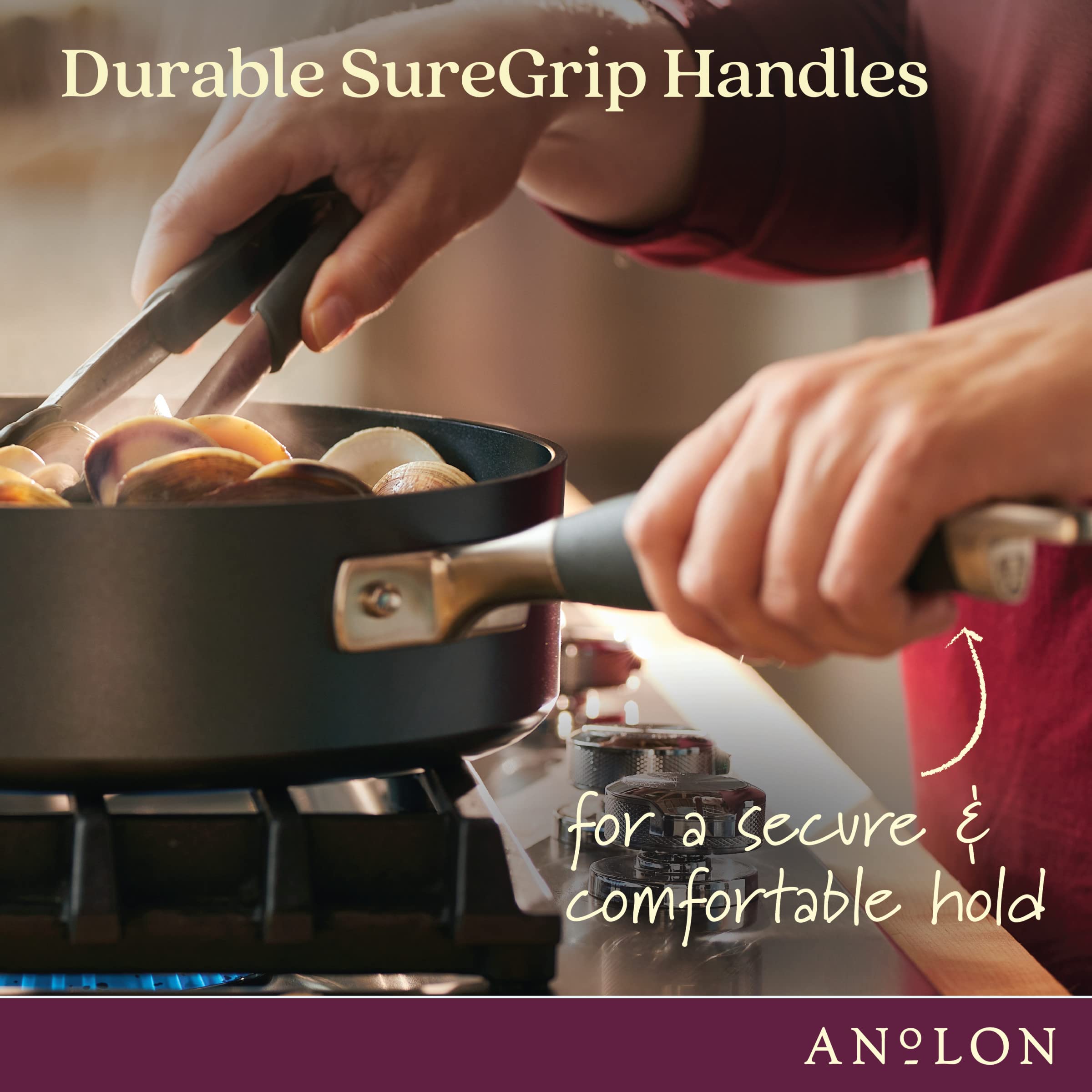 Anolon Advanced Home Hard-Anodized Nonstick Skillets (12.5-Inch Divided Skillet, Moonstone)