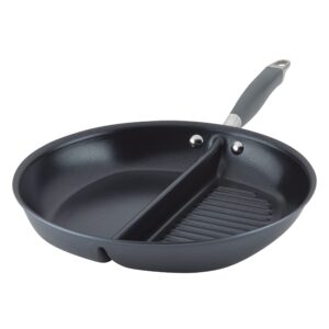 anolon advanced home hard-anodized nonstick skillets (12.5-inch divided skillet, moonstone)