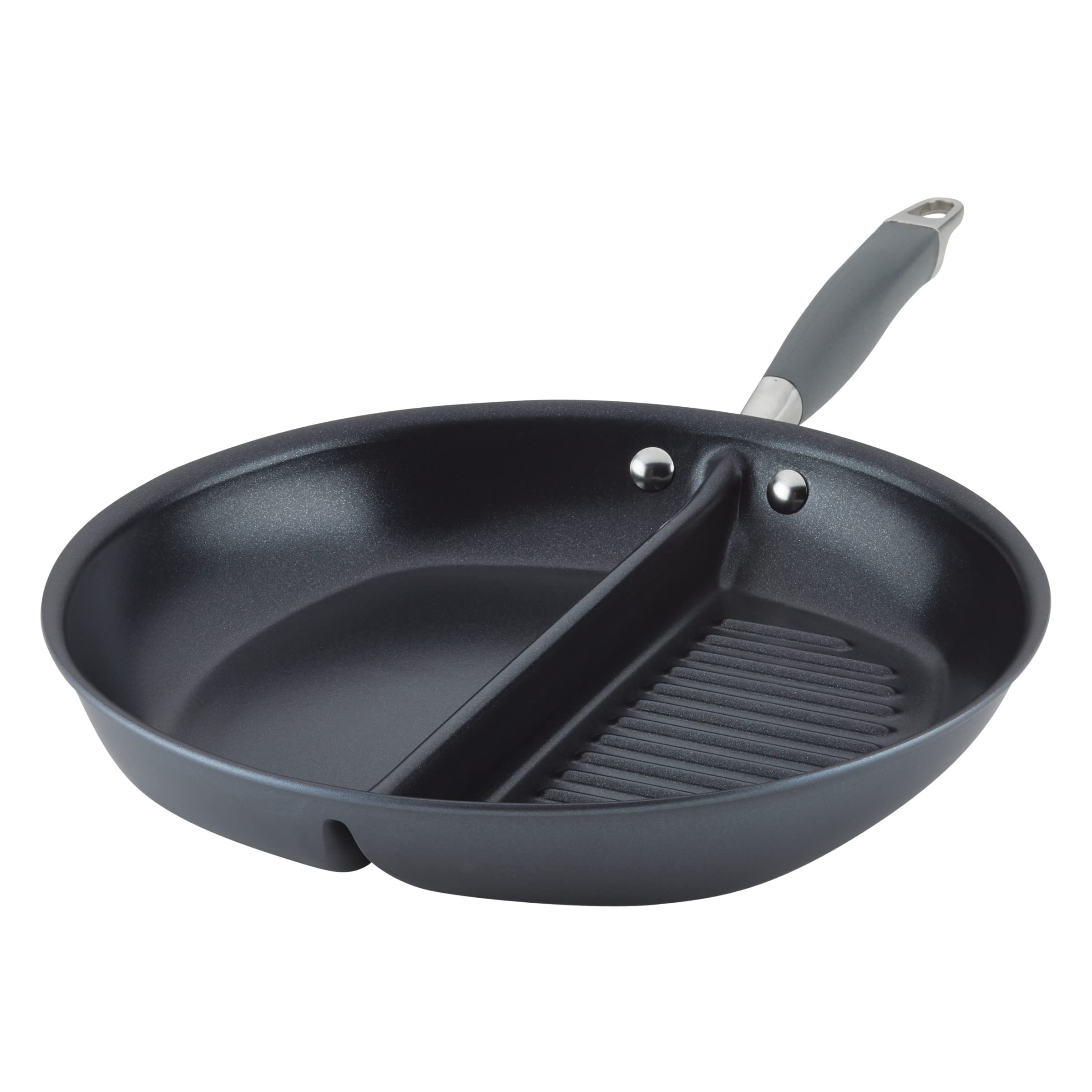 Anolon Advanced Home Hard-Anodized Nonstick Skillets (12.5-Inch Divided Skillet, Moonstone)