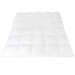 SUPER DEAL Plush Soft 2 Inch Cool & Fresh Fiberbed Queen Mattress Cover Mattress Pad Mattress Topper Overfilled Down Alternative Fiber Pillow Top Featherbed