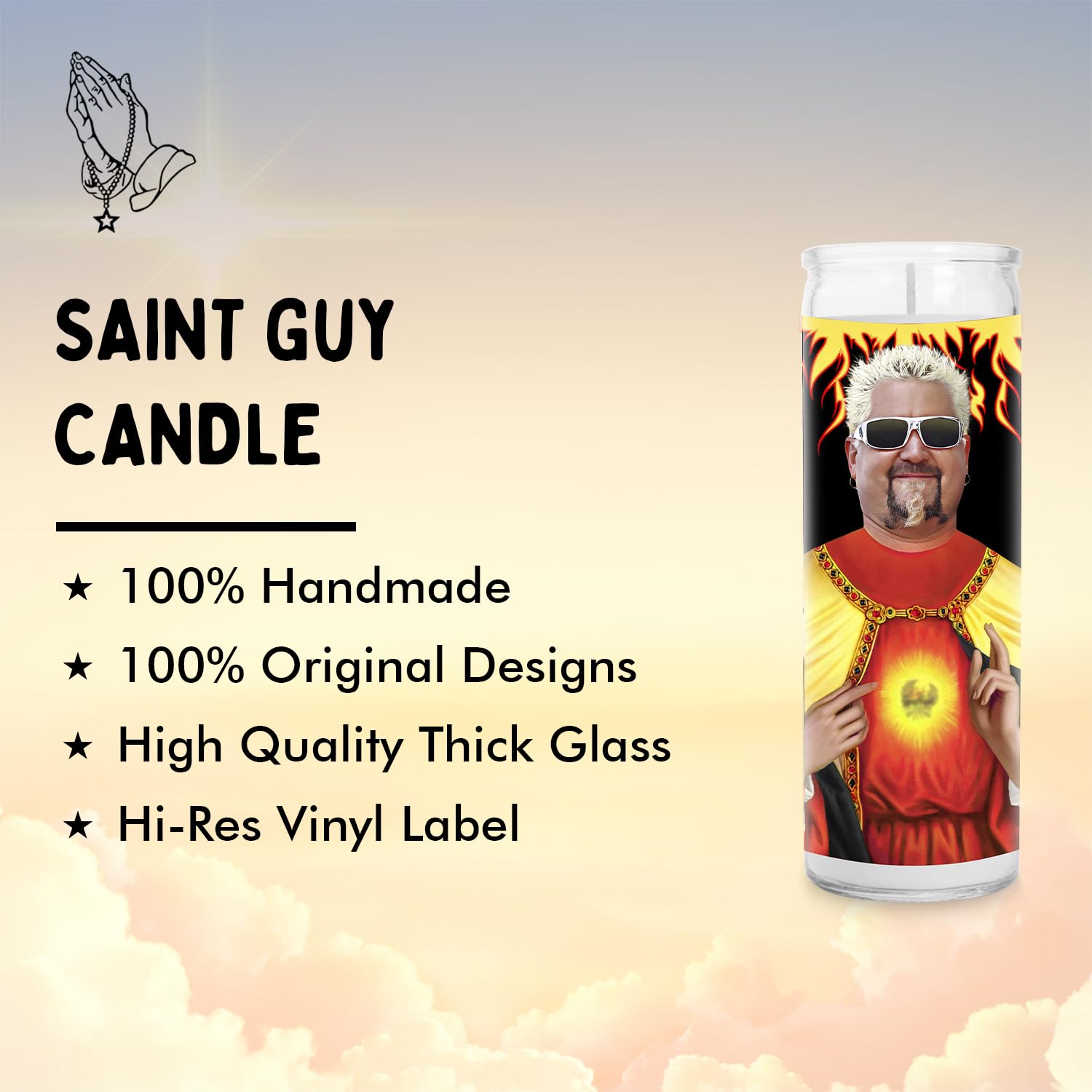 Guy Celebrity Prayer Candle - Saint Candle - Funny Celeb Chef - Kitchen Votive - Handmade in USA - Novelty Cooking Recipe Gift