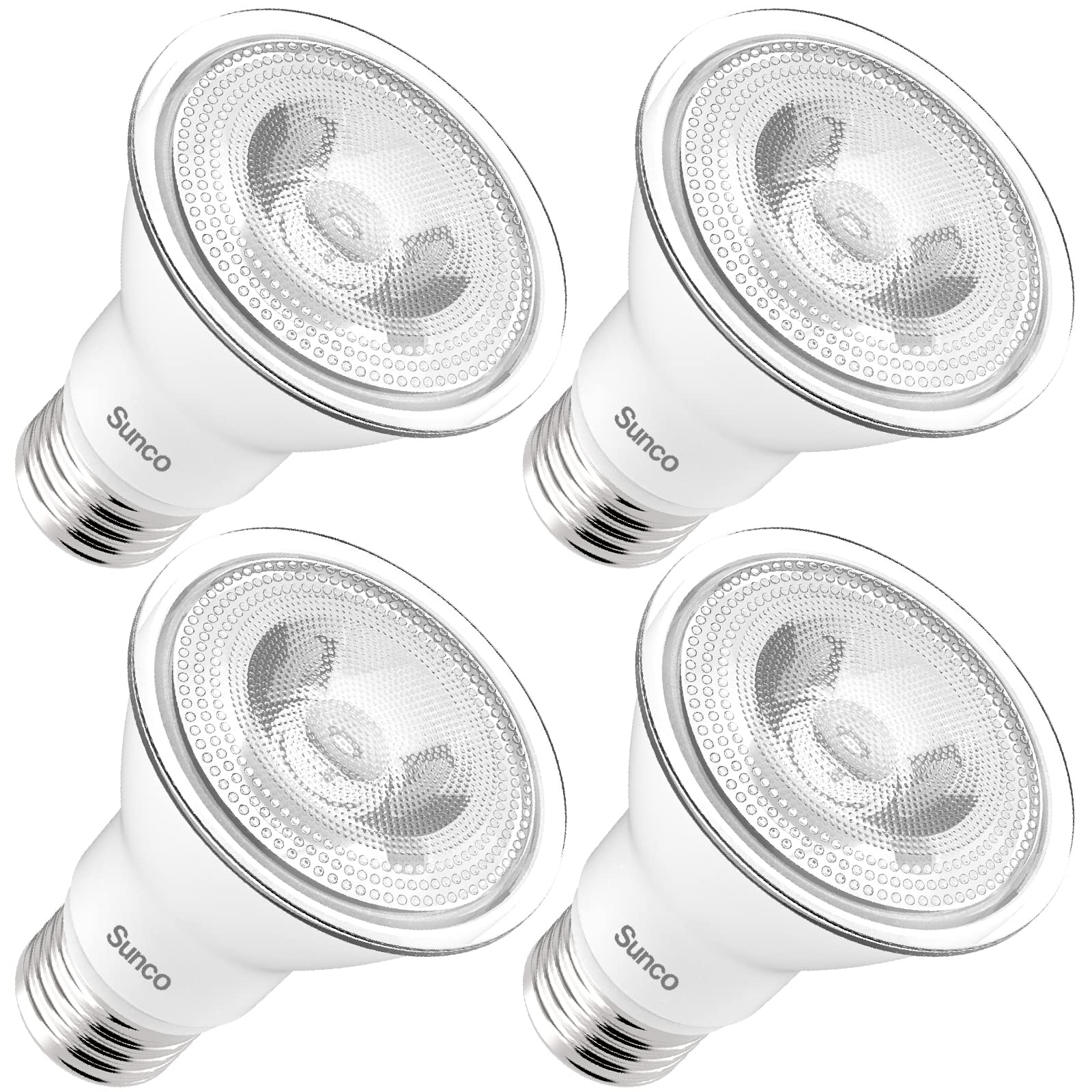 Sunco 4 Pack PAR20 LED Bulbs 50W Equivalent 7W Dimmable, CRI90 2700K Soft White 470 Lumens E26 Medium Base IP65 Waterproof Indoor Outdoor Home Super Bright Wide Area Flood Light - UL