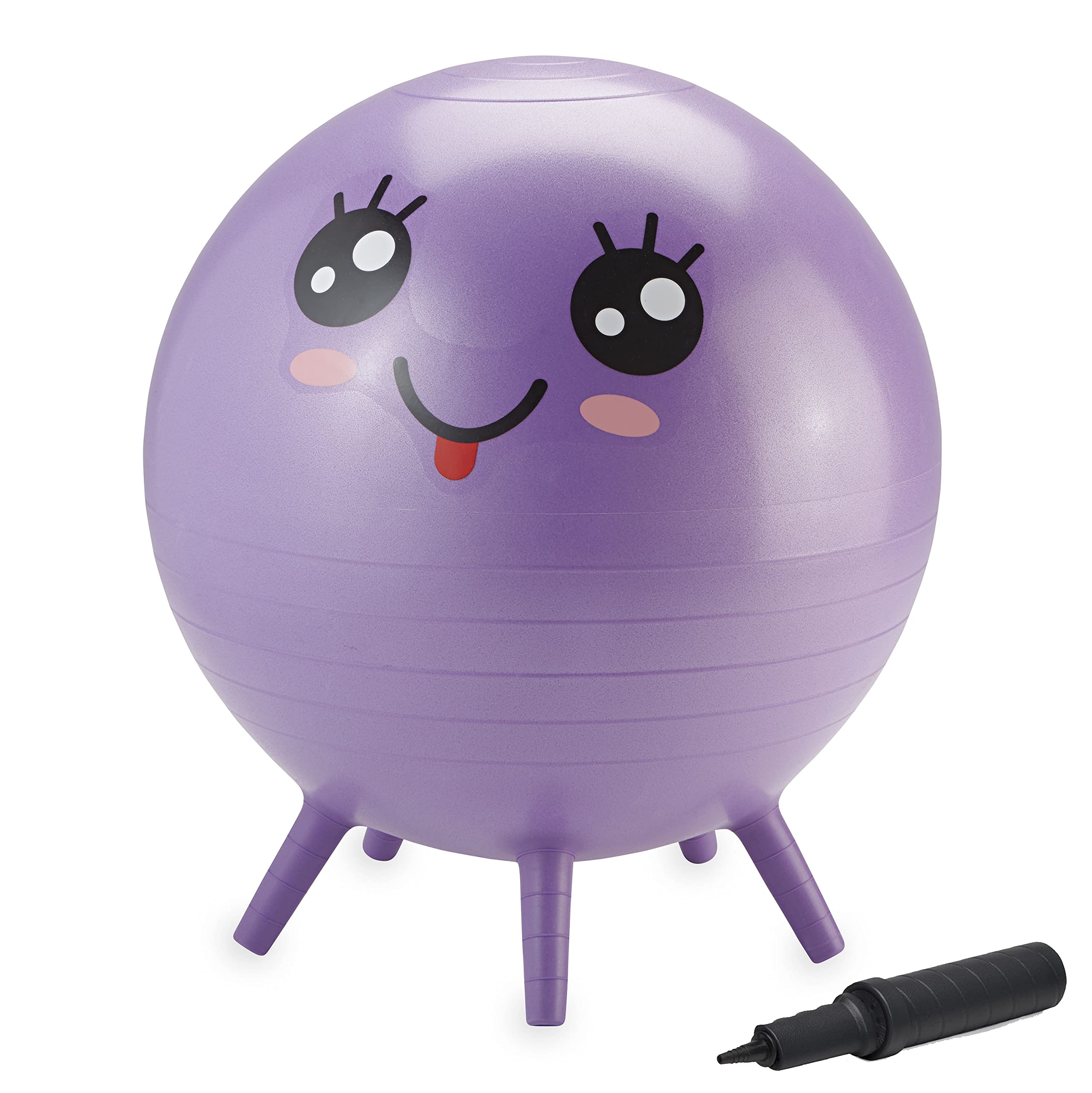 Gaiam Kids Stay-N-Play Children's Balance Ball, Flexible School Chair Active Classroom Desk Alternative Seating, Built-In Stay-Put Soft Stability Legs, Includes Air Pump, 45cm, Purple Miss Sunshine