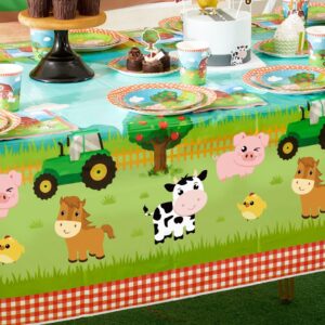 WERNNSAI Farm Animal Party Tablecloth - 1 PC 54" x 108" Farm Birthday Party Decorations Disposable Farm Table Cover Farmhouse Animal Theme Party Supplies for Birthday Baby Shower Boys Girls