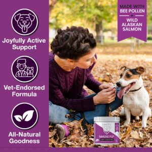 Pawlife All Natural Immune System Booster| Anti Allergy & Anti Itch for All Pups| Salmon Oil with Probiotics for Digestive Support|120 Veterinarian Formulated Soft Chews| Up to 4-Month Supply