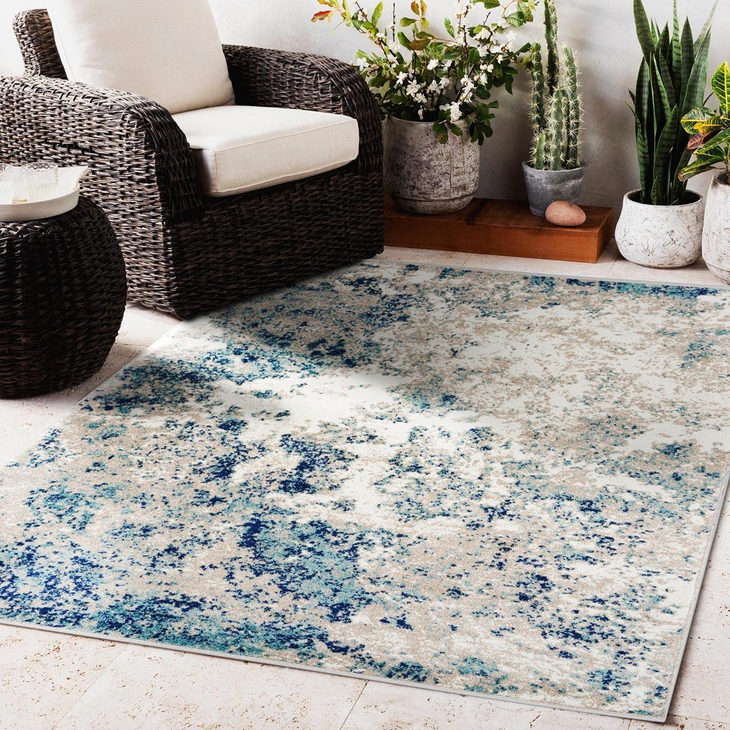 LUXE WEAVERS Rug - Abstract Marble Rug, Affordable Premium Area Rug for Living Rooms, Bedrooms, Dining Areas, Medium Pile, Floor Cover, Soft, Stain Resistant Persian Rug, Ivory / Size 8x10